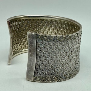 Huge 925 Sterling Silver Mesh Cuff Bracelet With Solid Silver Ends DN ...