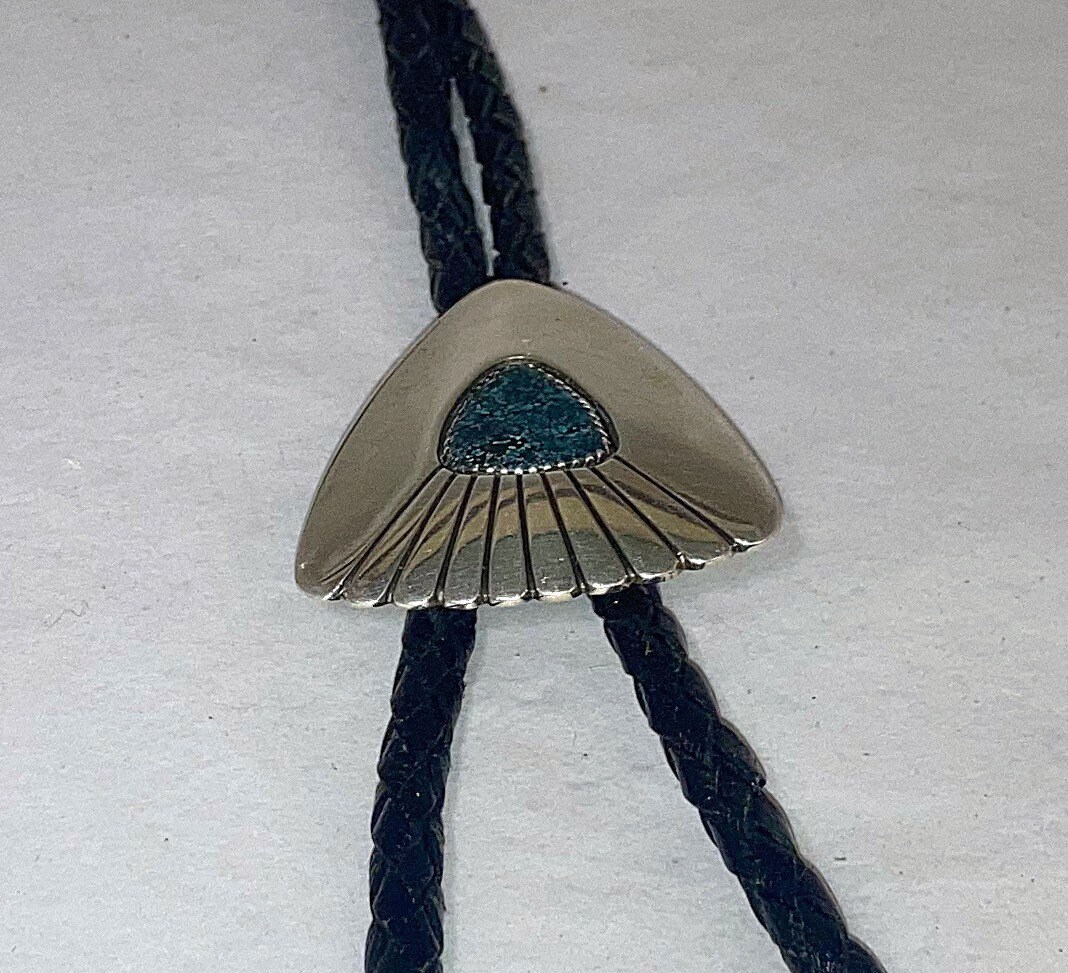 Artist Signed Native American Handmade Bolo Tie With Sterling Silver ...