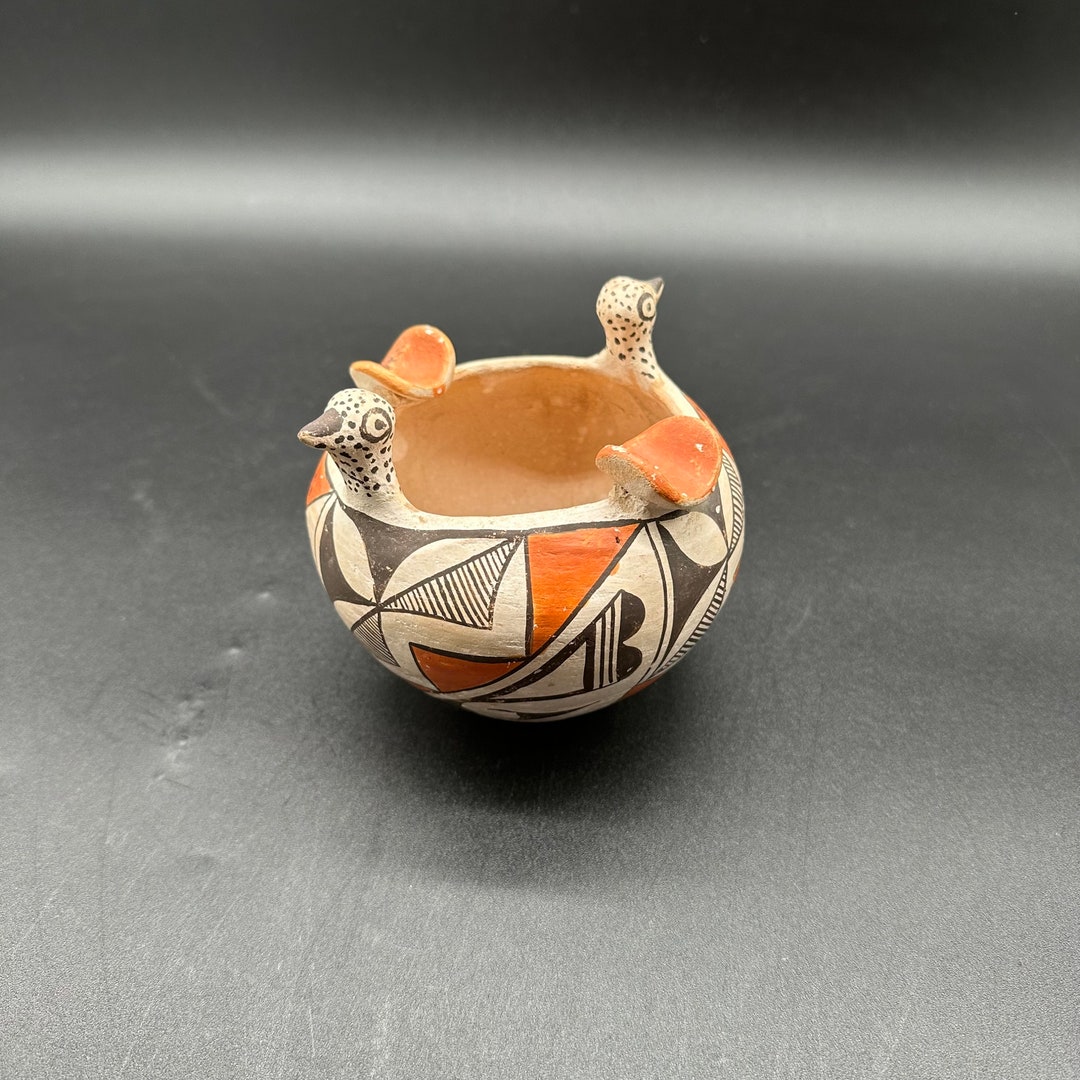 Native American Acoma Double Bird Head Pottery Bowl / Vintage Acoma ...