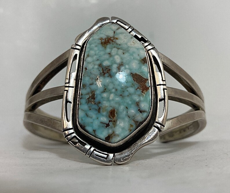 Artist Signed Navajo Handmade Sterling Silver and Dry Creek Turquoise ...