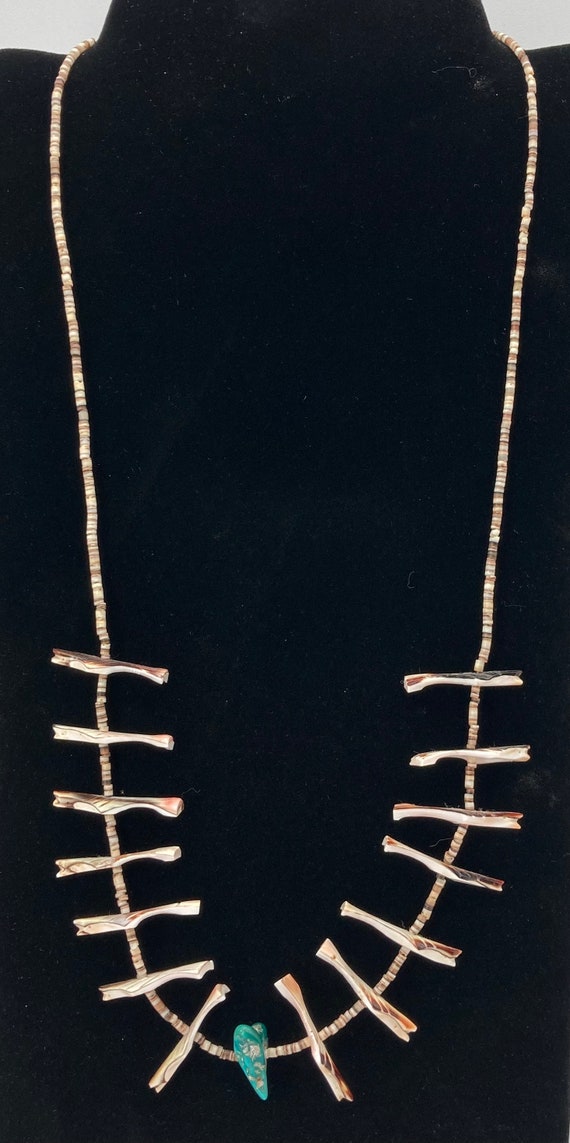 Native American Heishi Necklace With Hand Carved Shel… - Gem