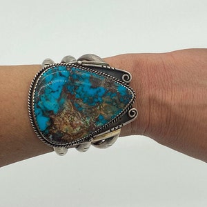 Mark Chee Signed Navajo Handmade Sterling Silver Cuff Bracelet With ...