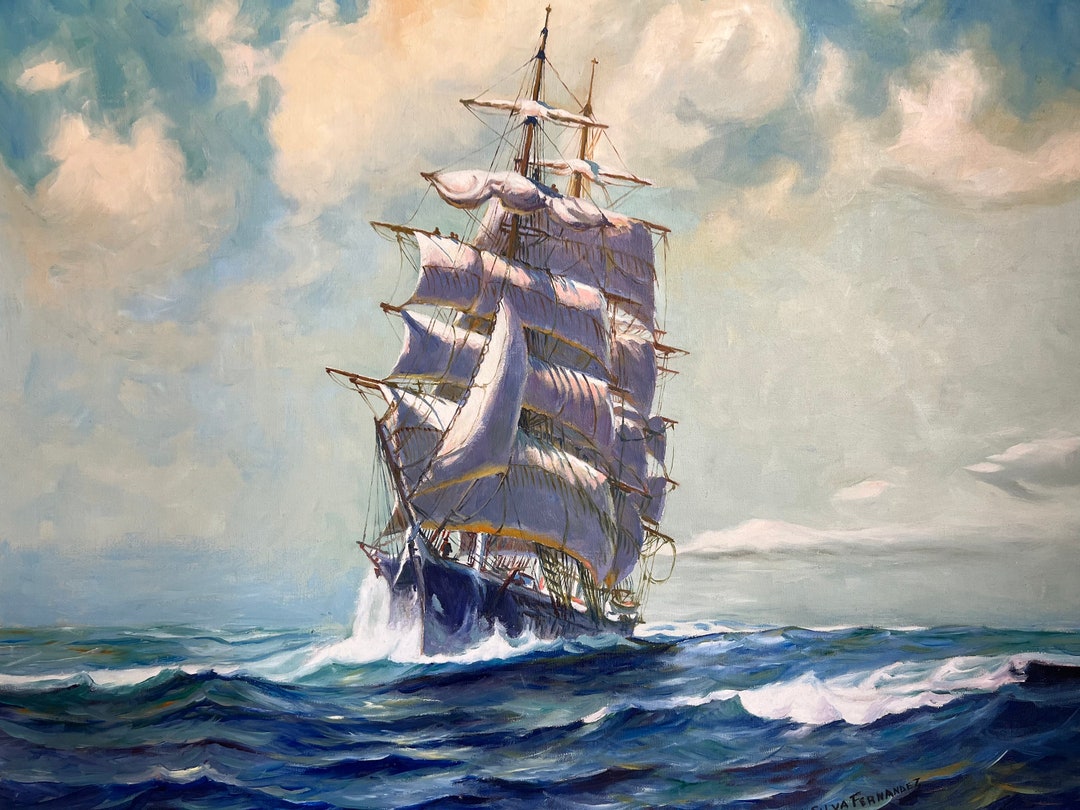 Original Silvia Fernandez Clipper Boat Painting / Silvia Fernandez Oil ...