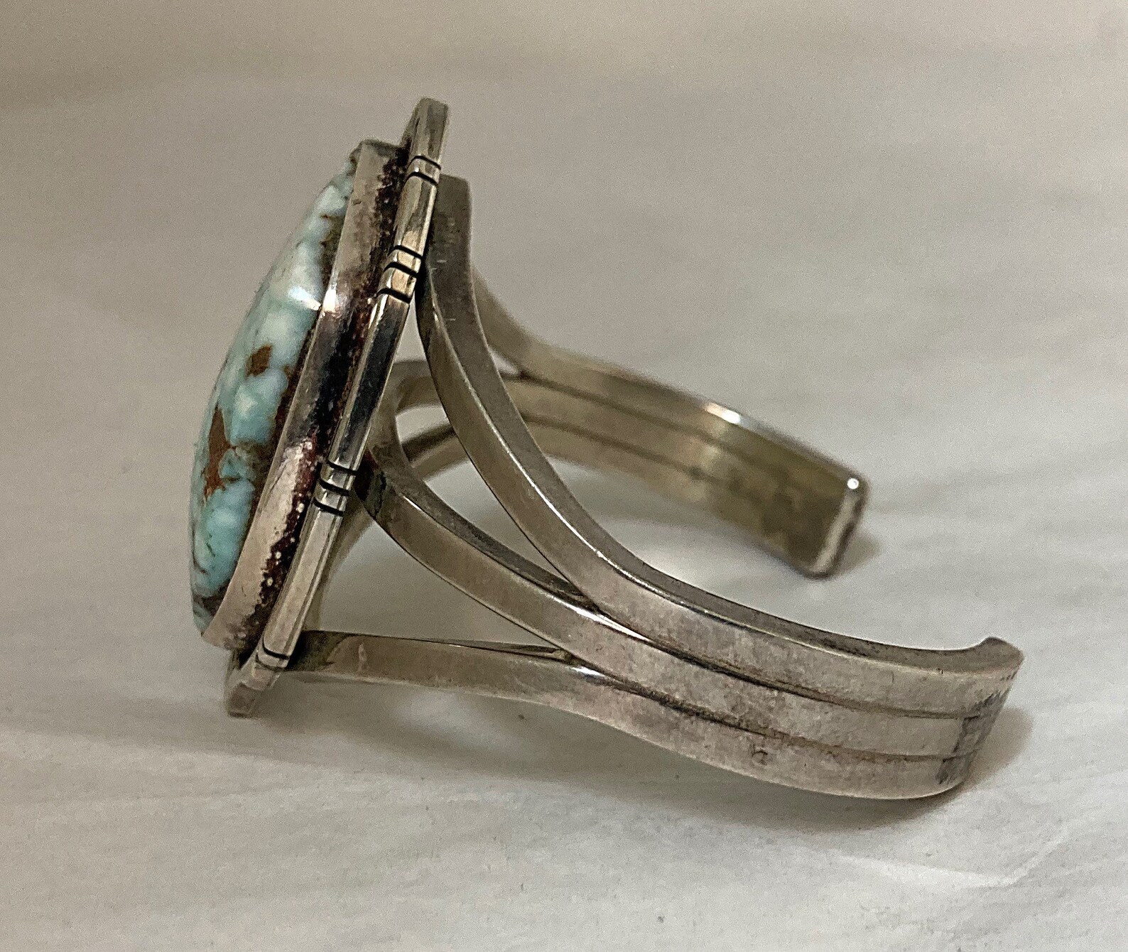 Artist Signed Navajo Handmade Sterling Silver and Dry Creek Turquoise ...