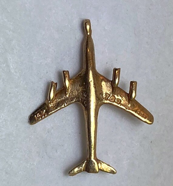 Small 14 Karat Gold Airplane Charm / Airplane Pendant… - Gem