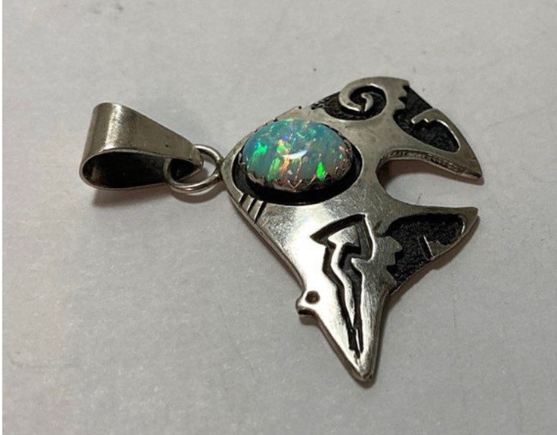 Artist Signed Hopi Handmade Sterling Silver and Fire Opal - Etsy