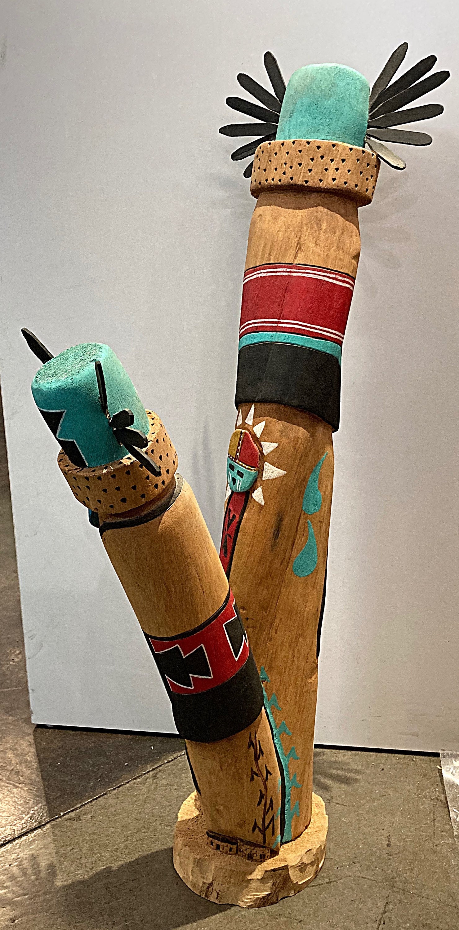 Artist Signed Hand Carved and Hand Painted Hopi Kachina / Large Double ...