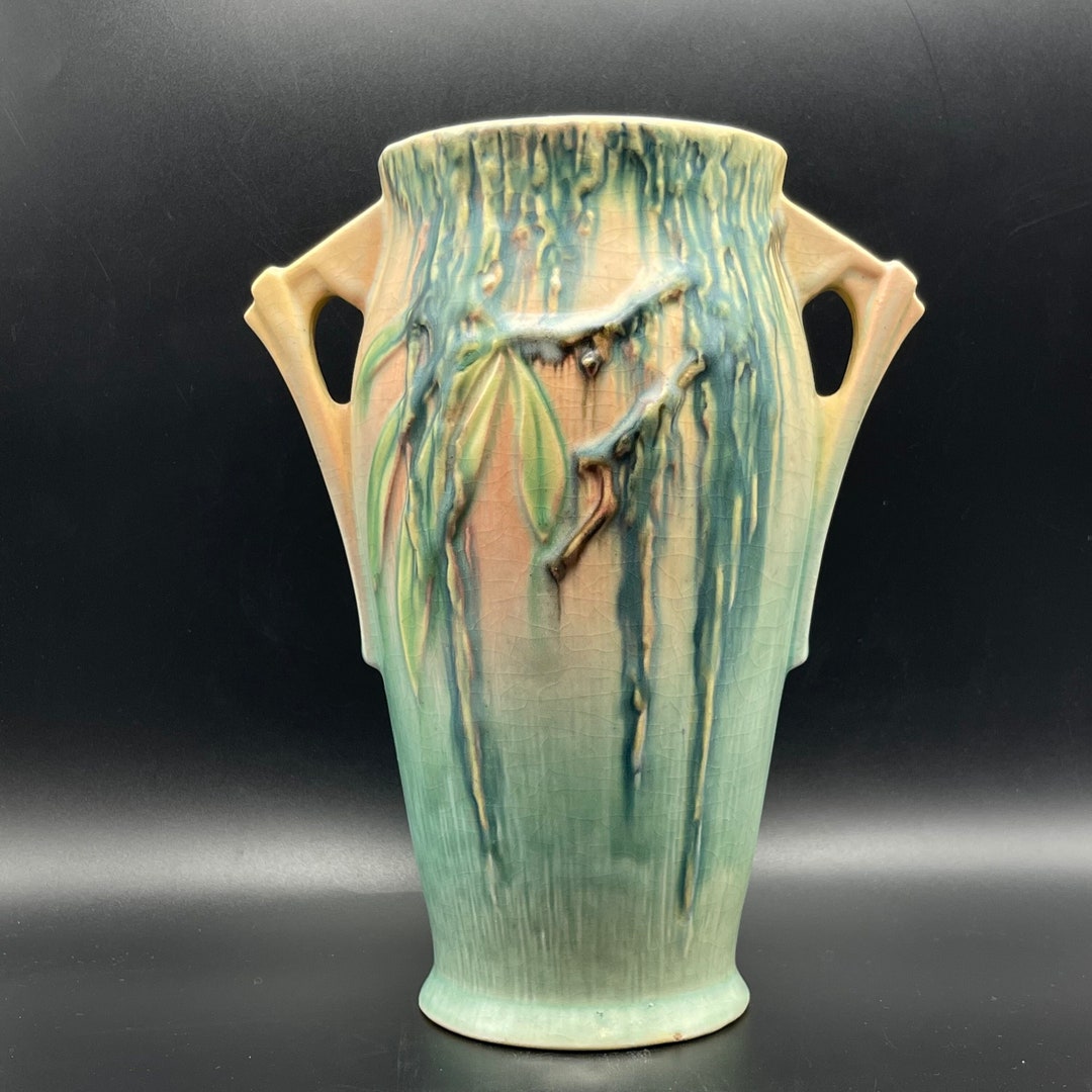 Vintage Roseville moss Pottery Vase / Model No. 780-8 / Hand Painted ...