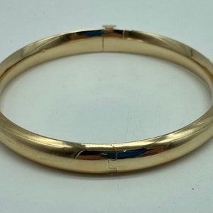 14 Karat Gold Bangle Bracelet With Locking Slide Clasp and Hinge Joint ...