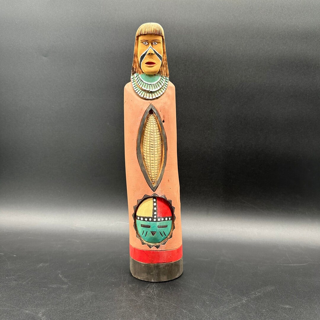 Hand Carved Painted Tall Hopi Kachina Yellow Corn Maiden Wooden ...