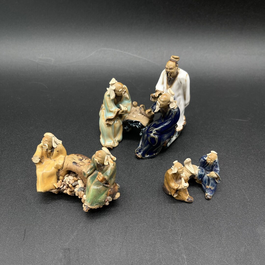 Set of Antique Mud Man Miniature Figurines / Handmade Chinese Mud Man ...
