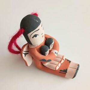 Miniature Native American Pueblo Pottery Figural Ornament by Angel and ...