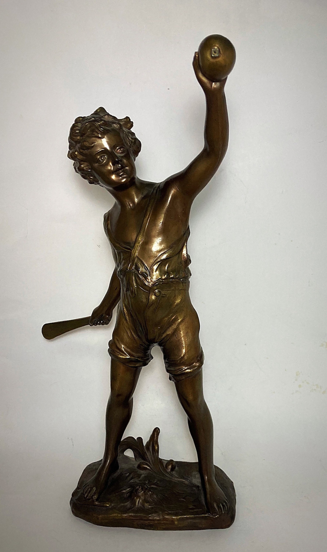 Bronze Statue of Boy Playing Cricket by Franz Iffland / 15 Inches Tall ...