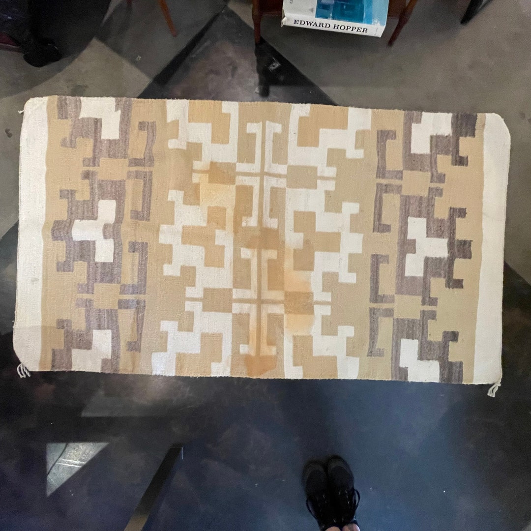 Authentic Navajo Rug / Traditional Vintage Navajo Wool Rug / Natural ...