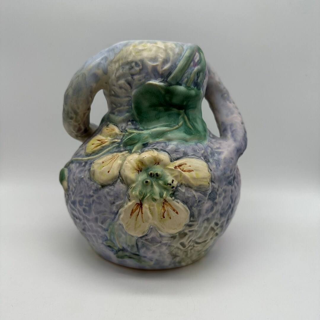 Weller Pottery Silvertone Purple Gourd Shaped Double Handle Vase With ...