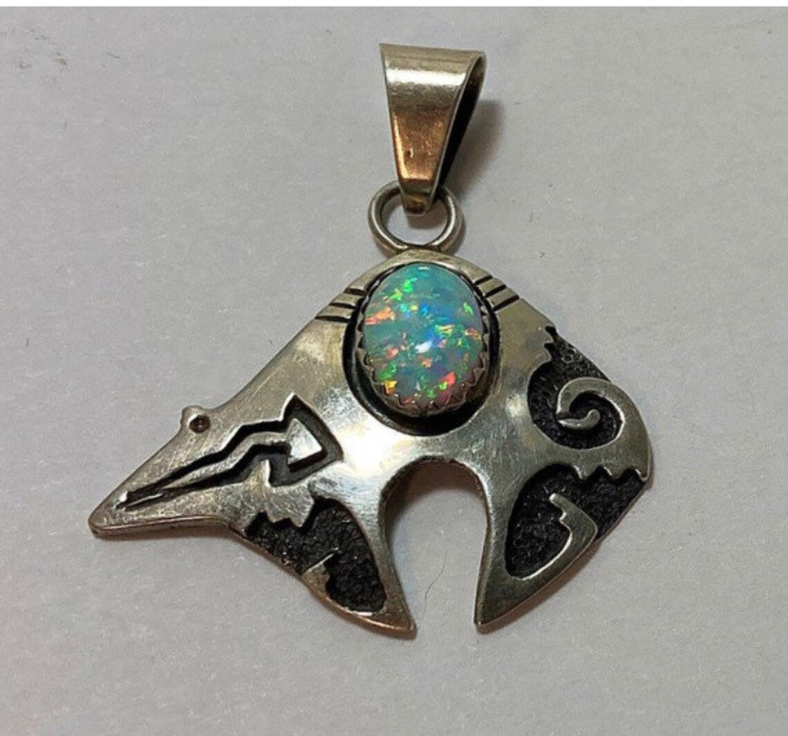 Artist Signed Hopi Handmade Sterling Silver and Fire Opal - Etsy