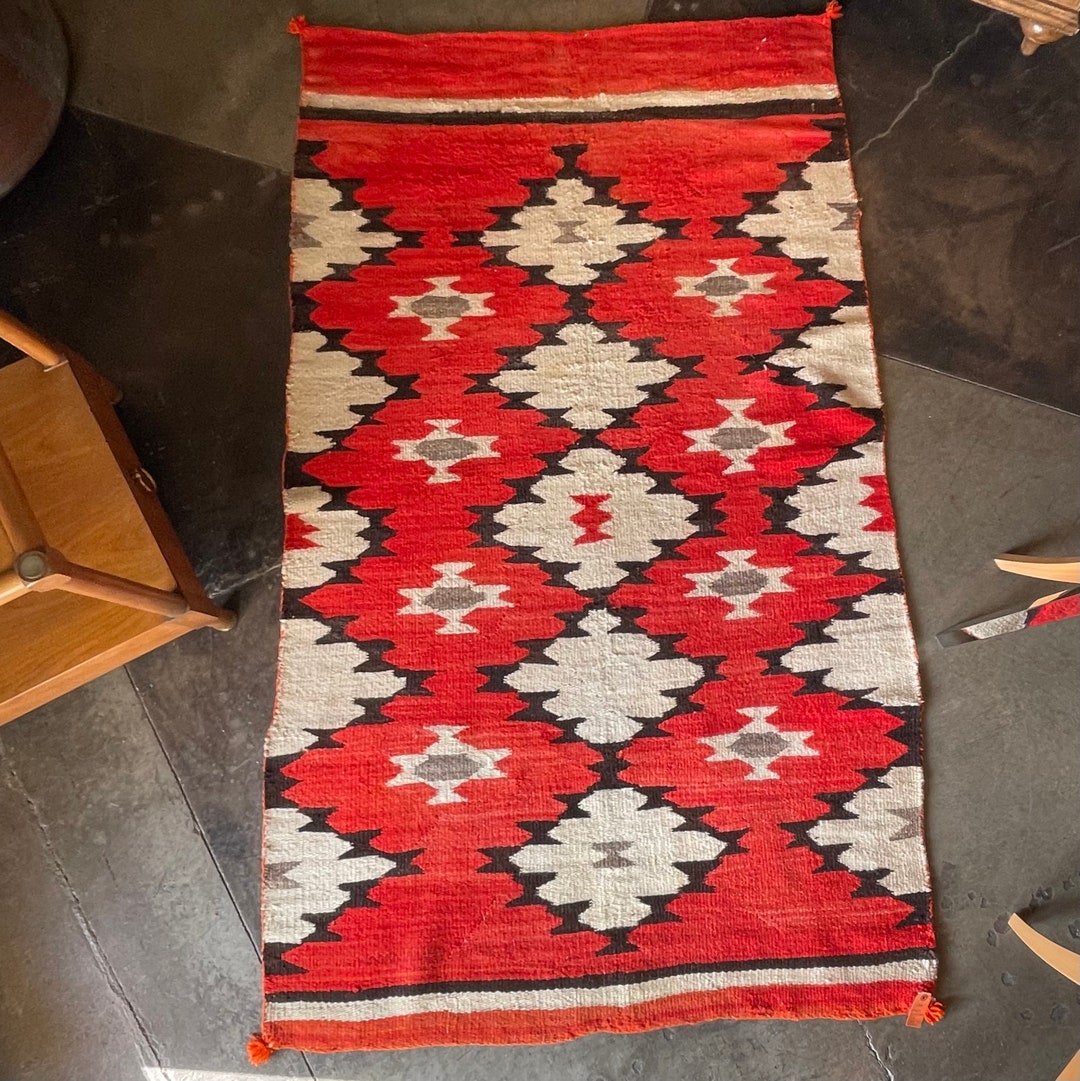Authentic Navajo Rug / Antique 1920s Wool Rug / 47 X 84 / Hand Spun ...