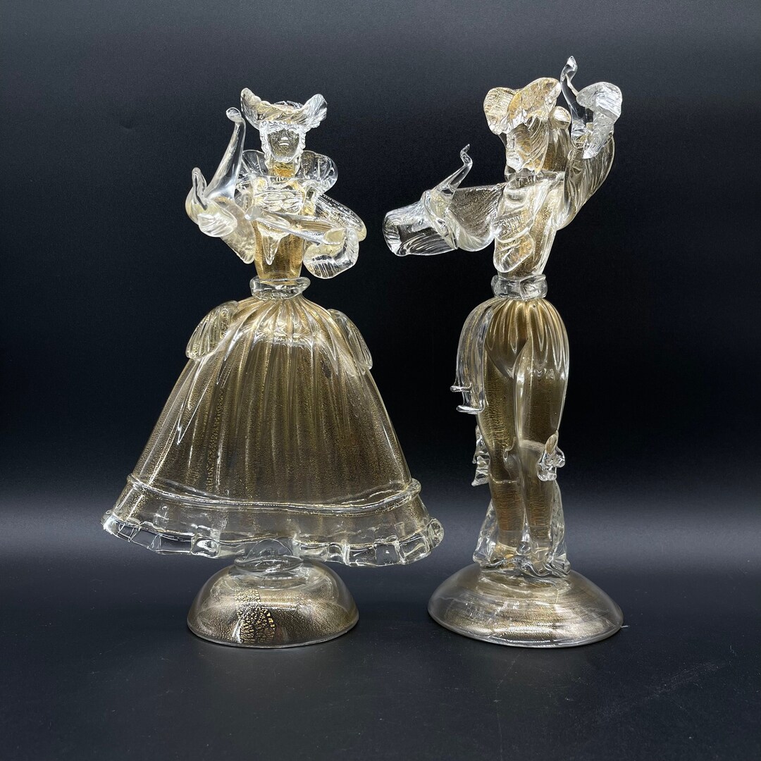 Rare Signed Murano Glass Dancers / Hand Blown Italian Glass / Pair of ...