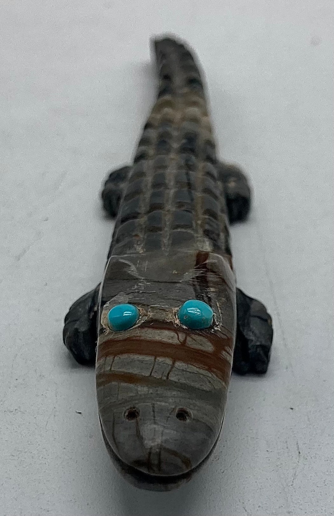 Floyd Tekula Signed Zuni Hand Carved Crocodile Fetish Made of Jasper ...