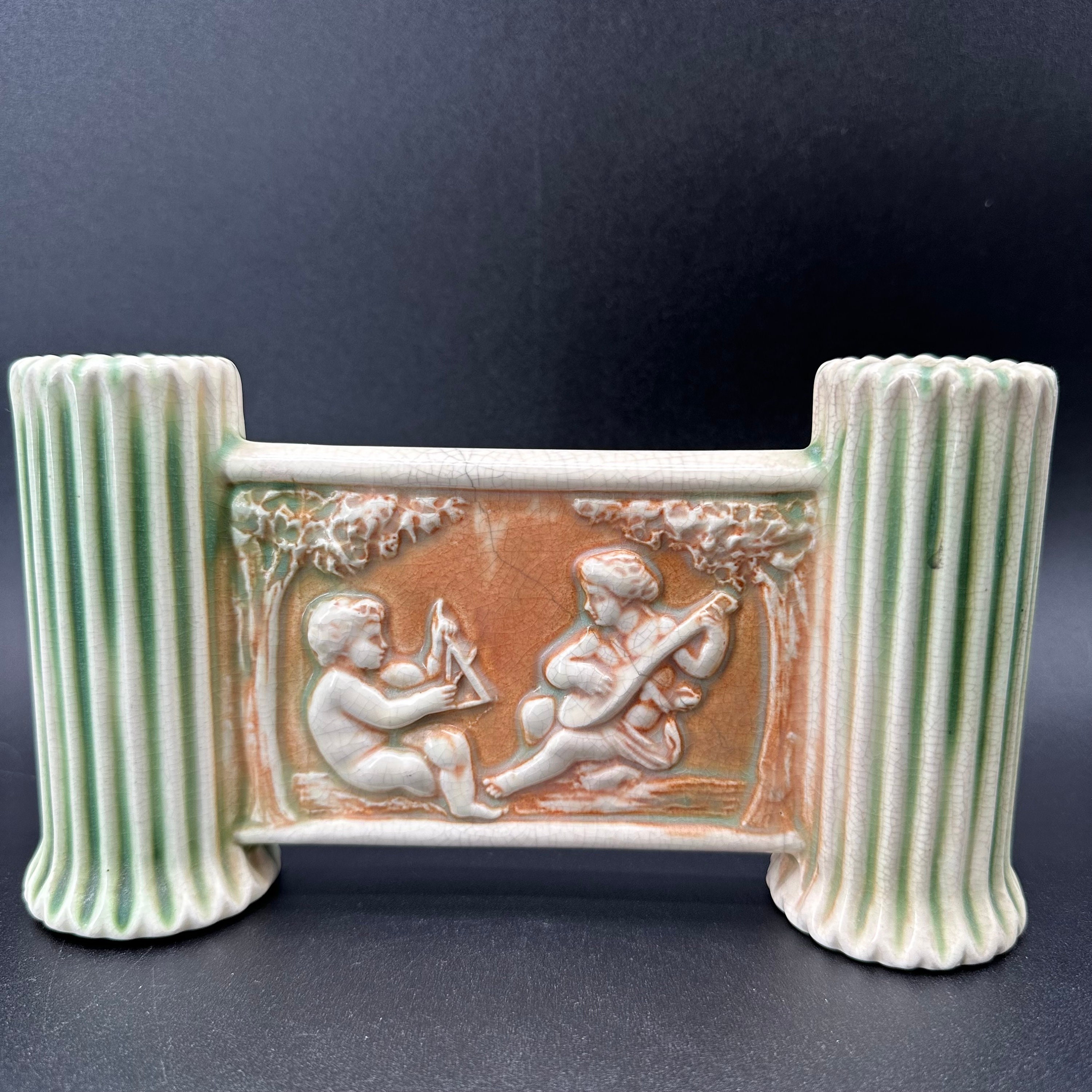 Roseville Donatello Cherub Gate Double Bud Vase / Antique - Etsy