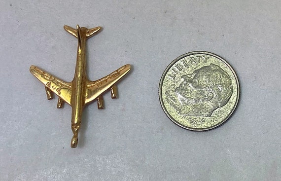 Small 14 Karat Gold Airplane Charm / Airplane Pendant… - Gem