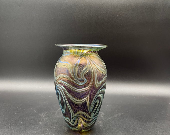 EICKHOLT Large 1995 Signed Art Glass Paperweight Studio Dichroic Cased ...