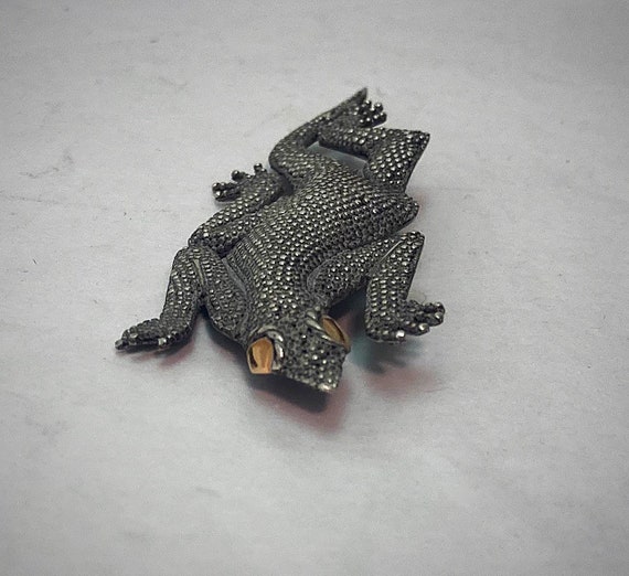 Sterling Silver Lizard Brooch / Lizard Pin With 22 Ka… - Gem