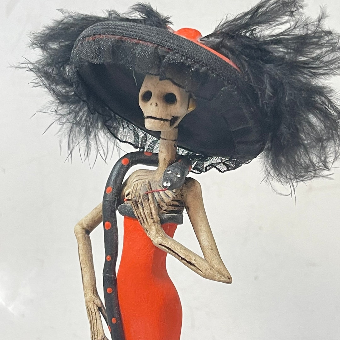 Handmade Dia De Los Muertos Figurine / Catalina Skeleton Ceramic Statue ...