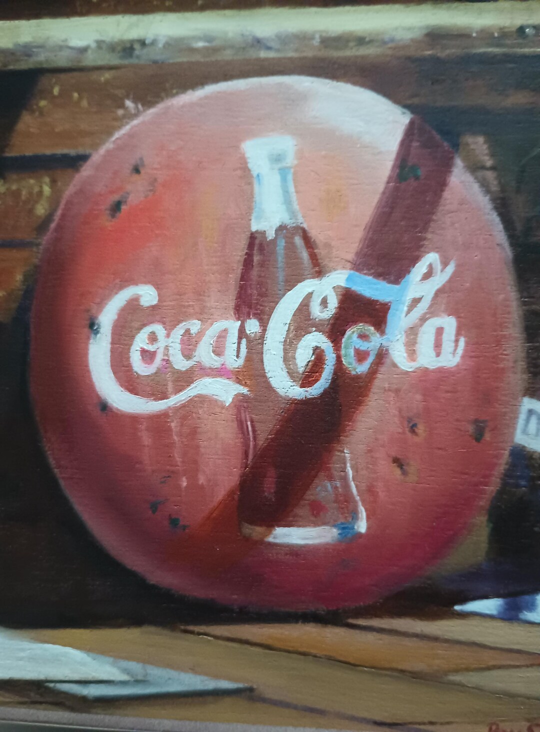 Painted Acrylic Panel of Antique Coca Cola Sign Arizona Artist Ron ...