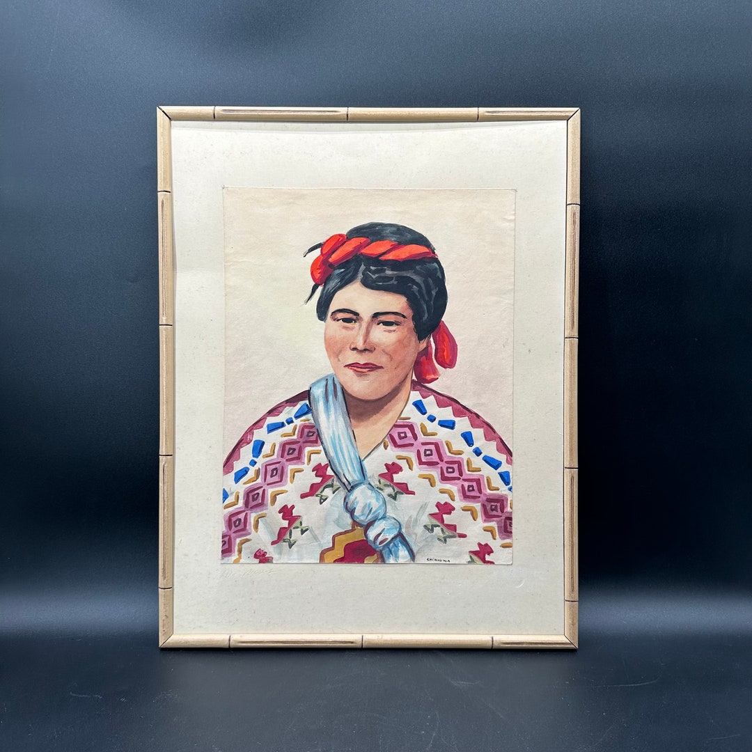 Signed M Navas Guatemalan Woman Watercolor on Paper Portrait Painting ...