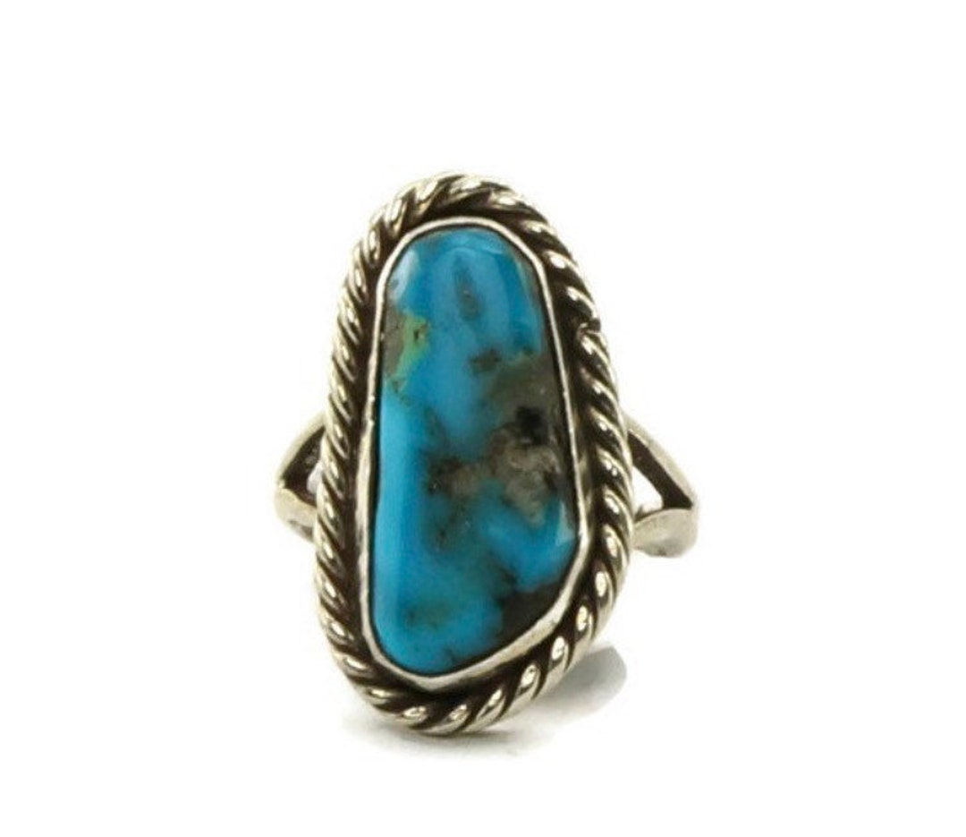 Native American Handmade Sterling Silver Ring With Natural Blue Gem ...