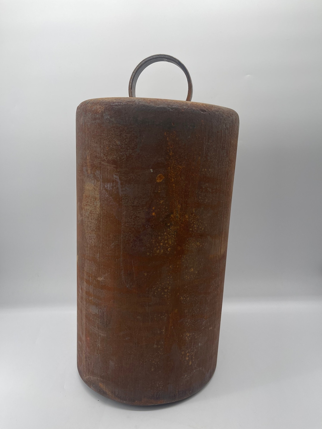 Antique Iron Cylinder Bell / Large 16in Iron Church Bell / Rusty Bell # ...