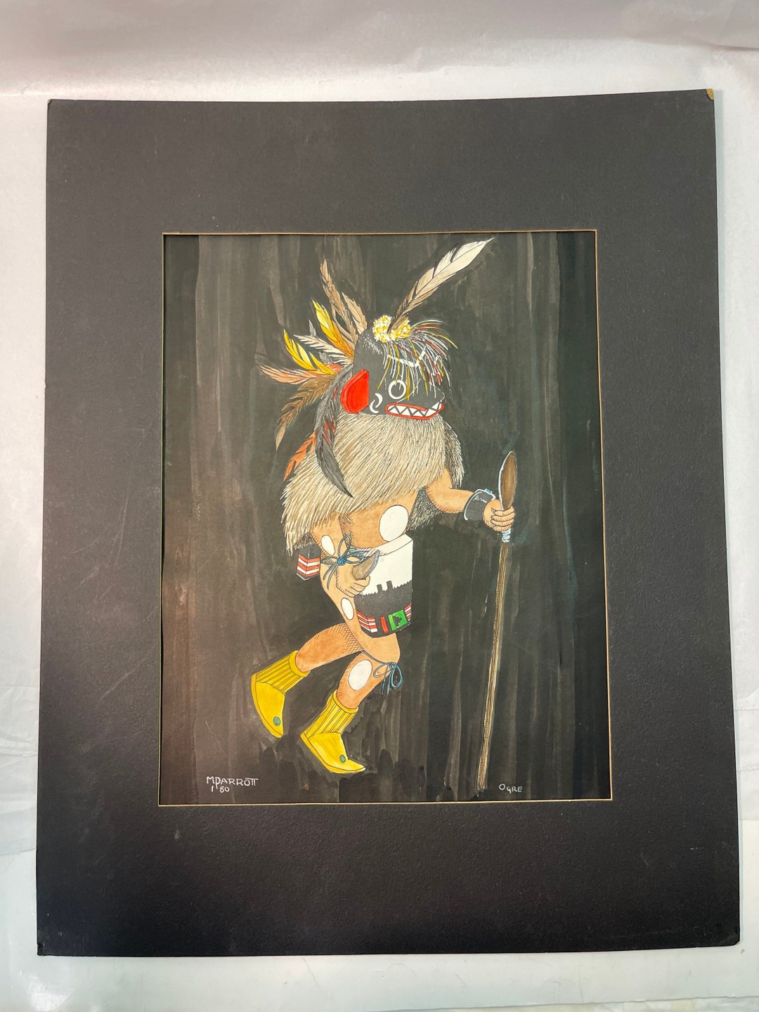 Vintage Illustration of Hopi Ogre or Nataska (in Hopi Mythology) / C ...