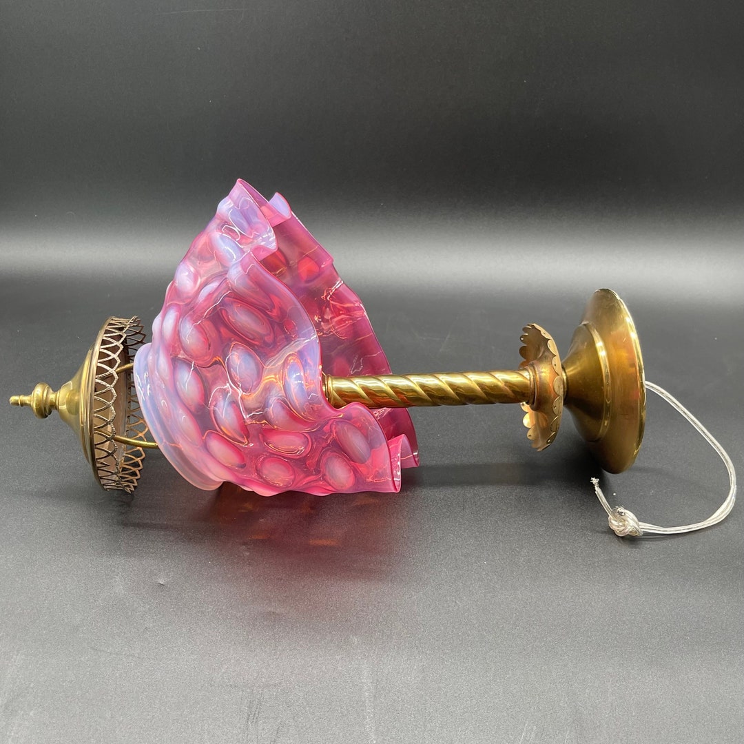 Vintage Fenton Coin Dot Glass / Pendant Hanging Light Fixture ...