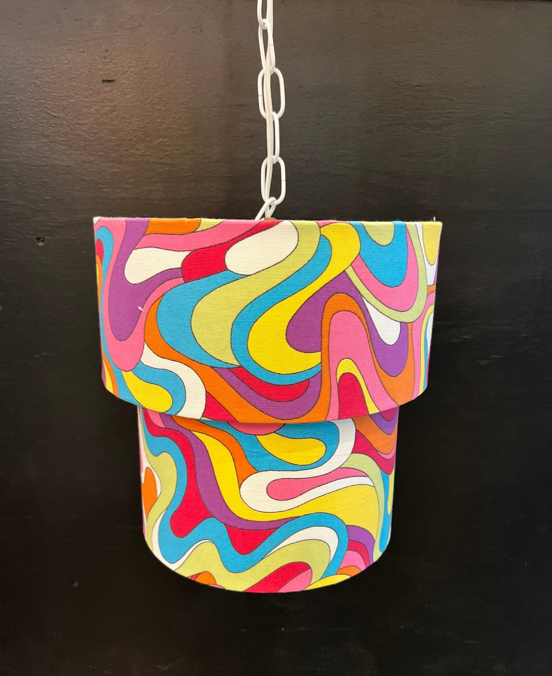 Original 1968 “mod Squad” Material Cake Lamp / Vintage Hanging Ceiling Lamp / Theshopsinuptown ...