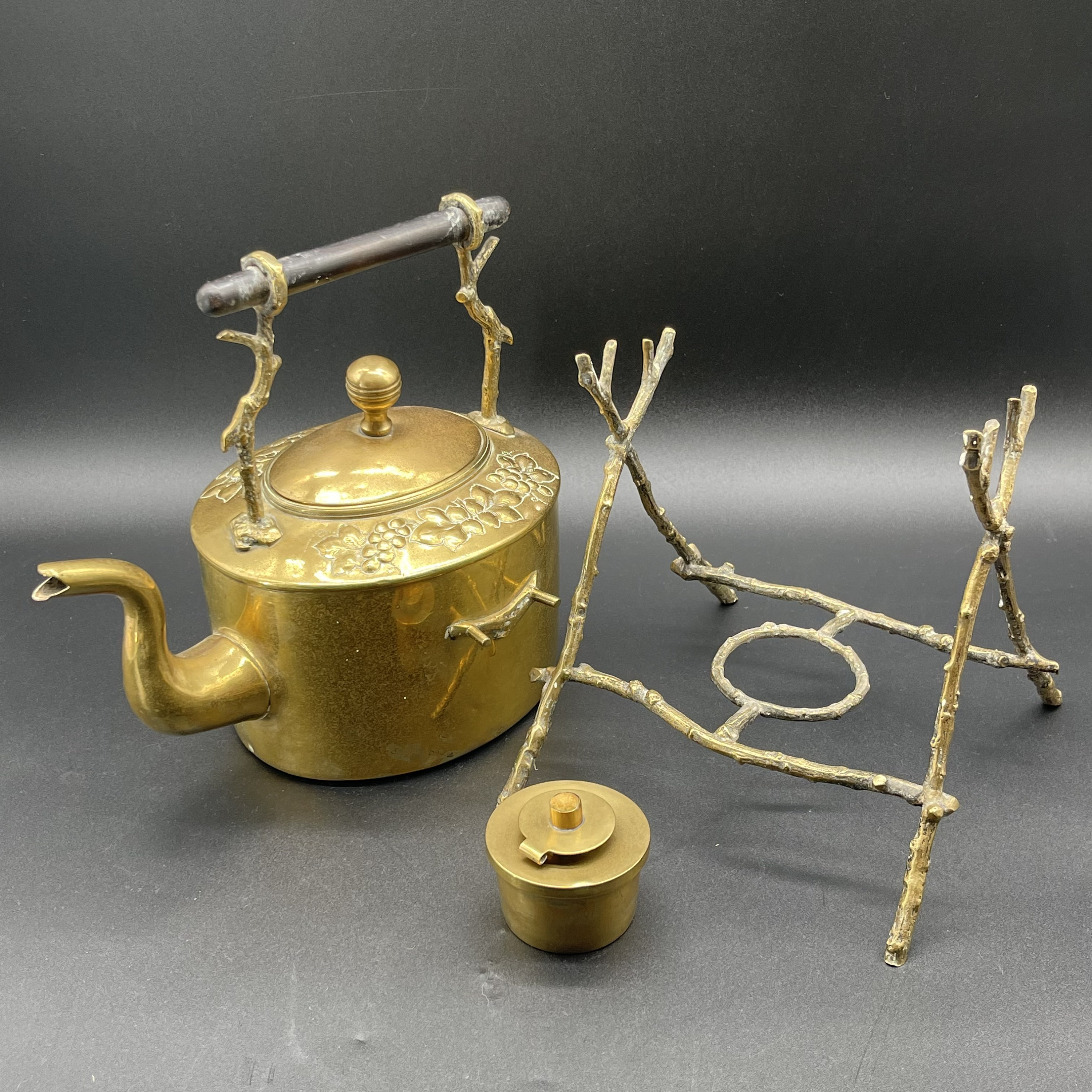 Antique 1880 Victorian Brass Tea Kettle on Stand With Warmer / - Etsy