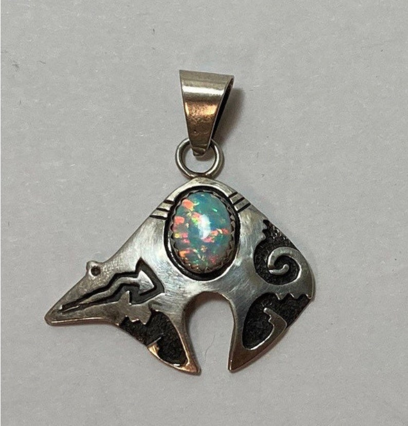 Artist Signed Hopi Handmade Sterling Silver and Fire Opal - Etsy