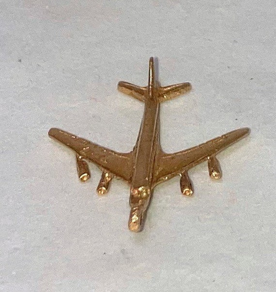 Small 14 Karat Gold Airplane Charm / Airplane Pendant… - Gem