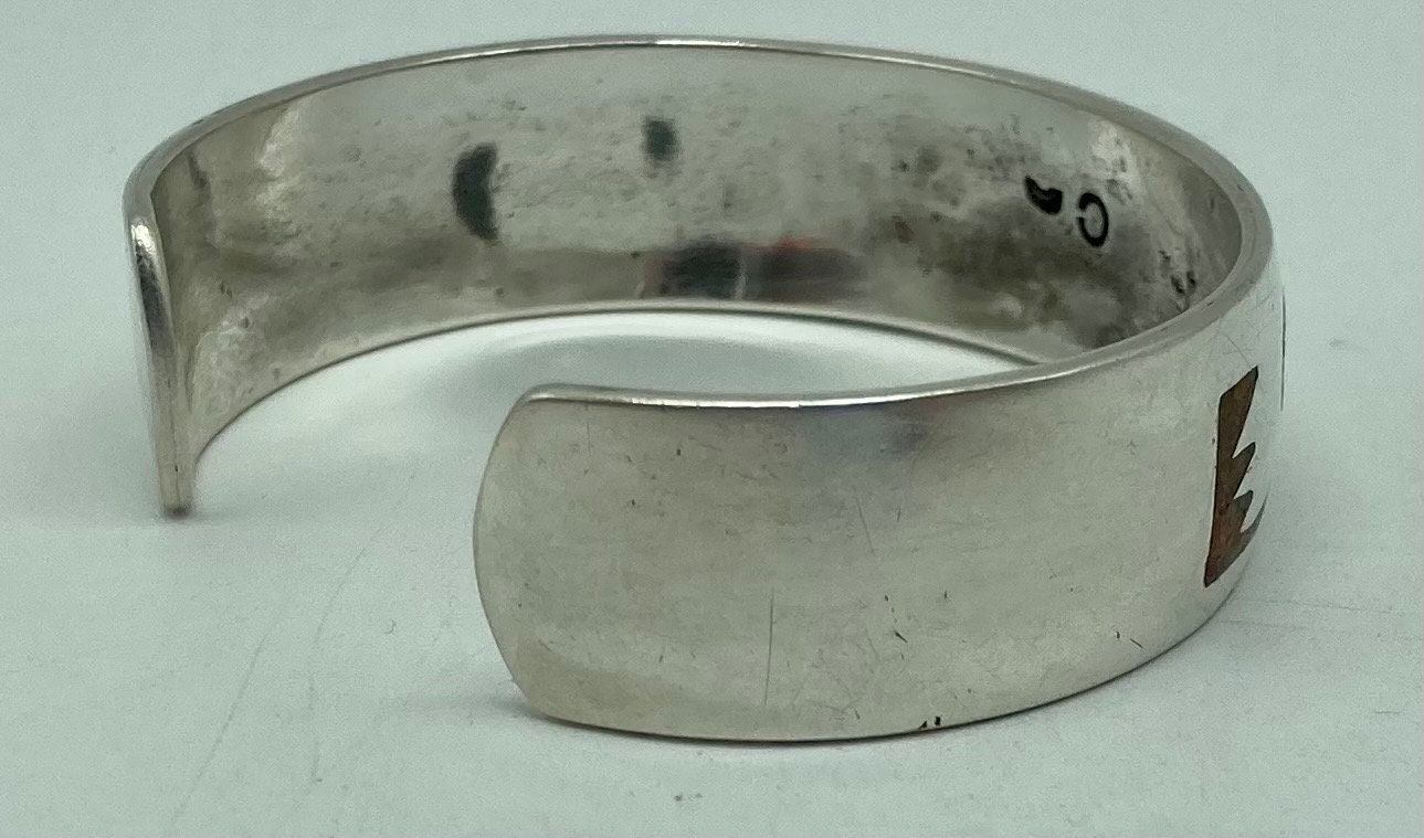 Carl Begay Signed Navajo Handmade Sterling Silver Cuff Bracelet With ...
