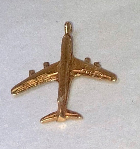Small 14 Karat Gold Airplane Charm / Airplane Pendant… - Gem