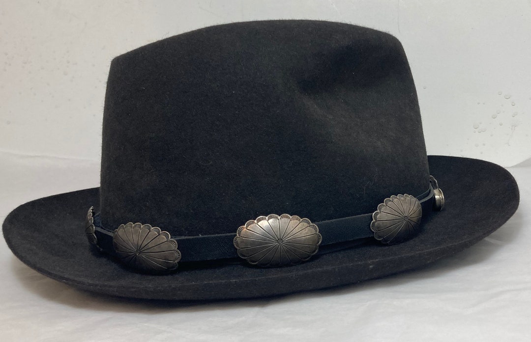 Native American Handmade Leather Hat Band With 8 Sterling - Etsy