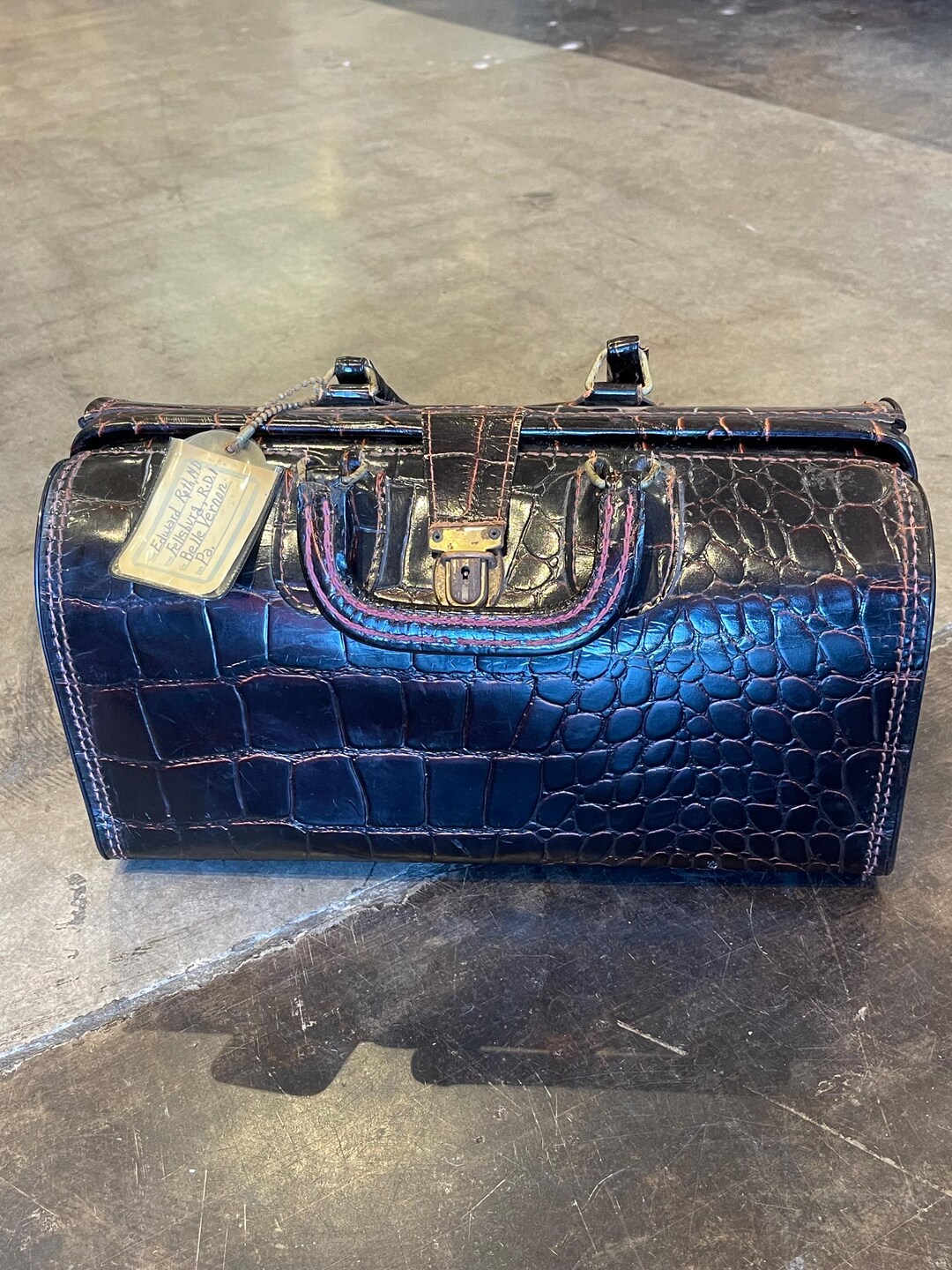 Vintage Upjohn Alligator Doctor Bag With Doctor's Tag, Antique ...