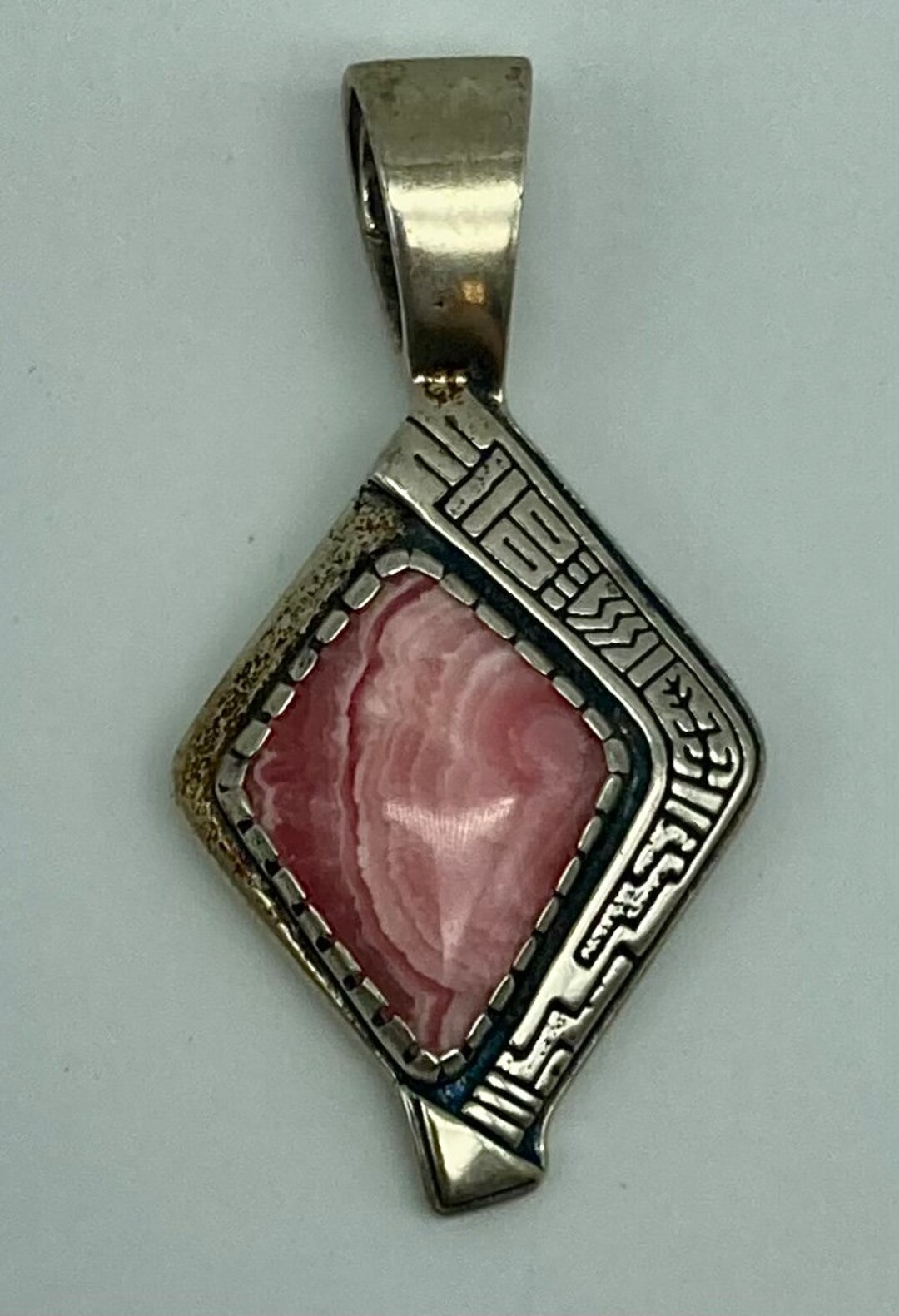 RMT Relios Signed 925 Sterling Silver Pendant With Rhodochrosite Center ...