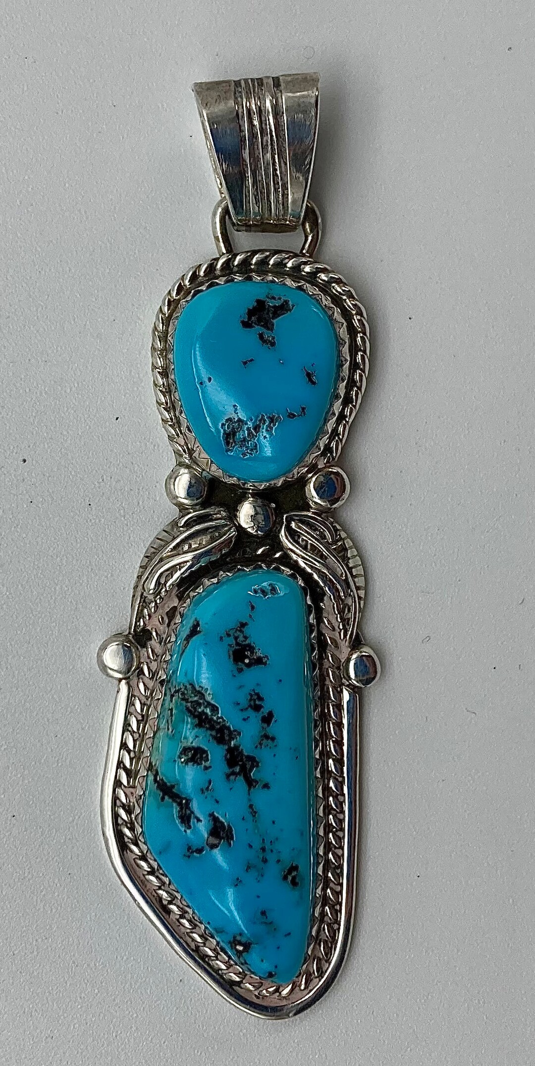 Artist Signed Native American Handmade Sterling Silver Pendant With 2 ...