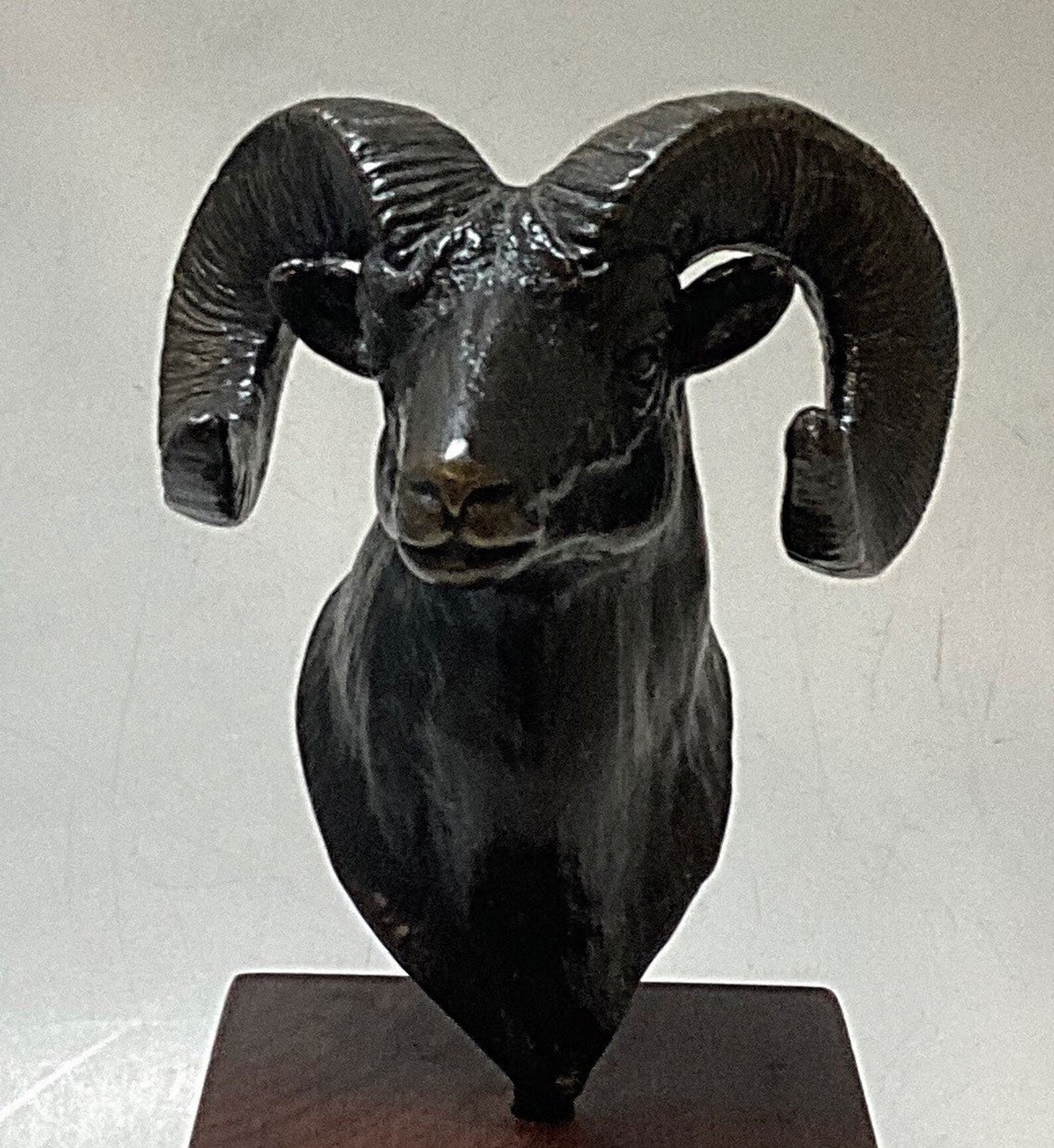 Signed Pang Bronze Ram Head Sculpture/ on Wood Block/ Artist - Etsy