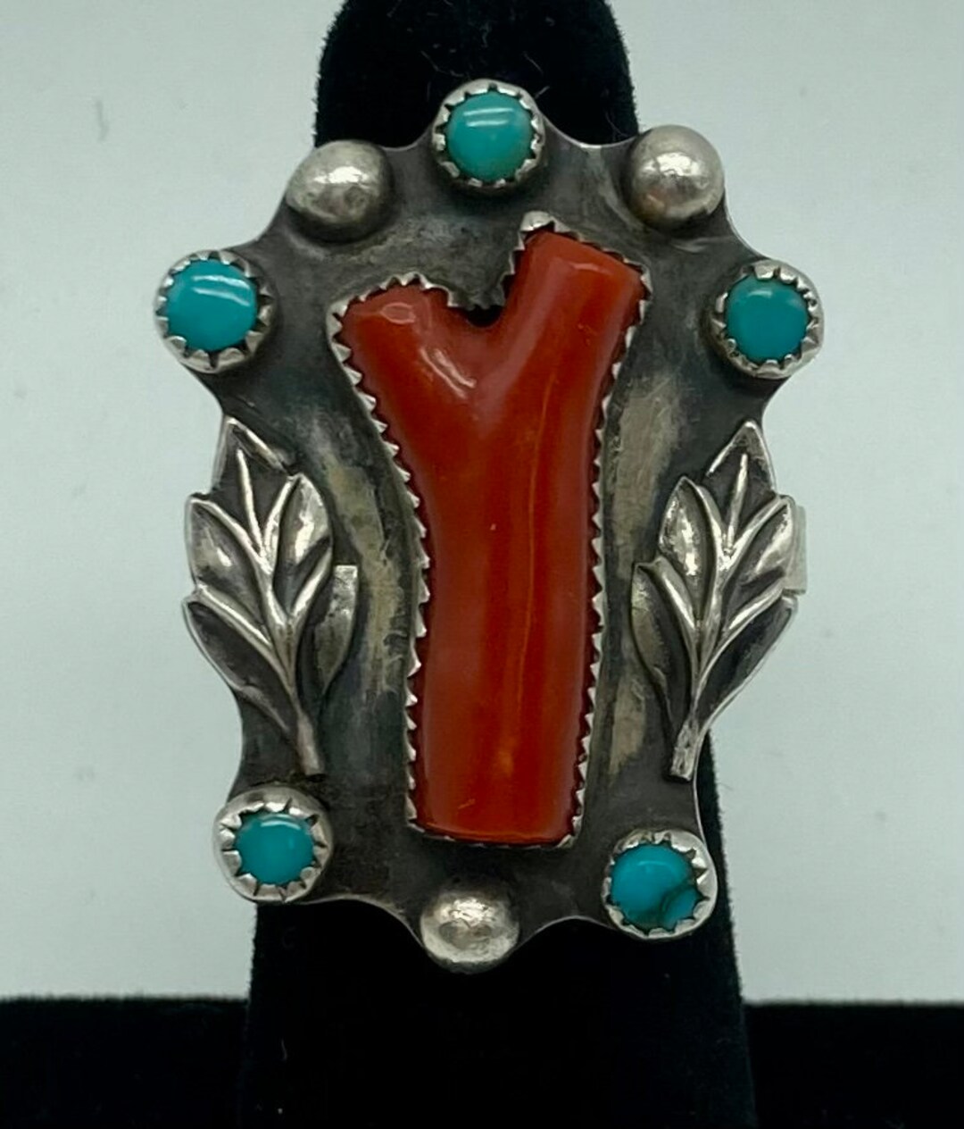 Native American Handmade Sterling Silver Ring With 5 Natural Turquoise ...