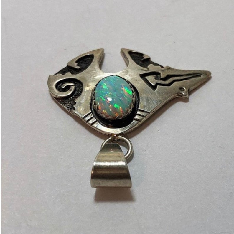 Artist Signed Hopi Handmade Sterling Silver and Fire Opal - Etsy