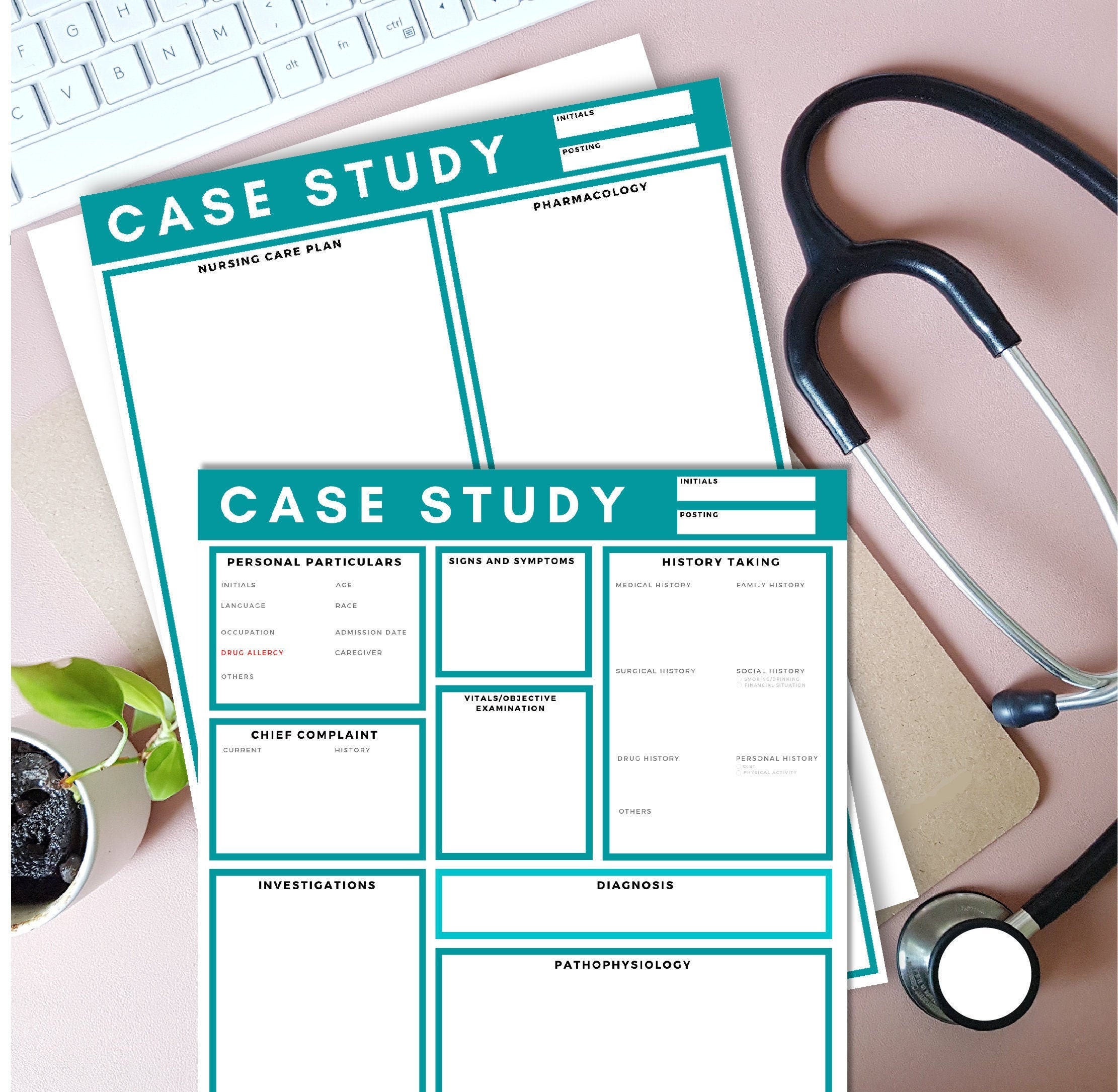 Nursing Case Study Template BLUE | A4 | Two-paged | Digital | Printable ...