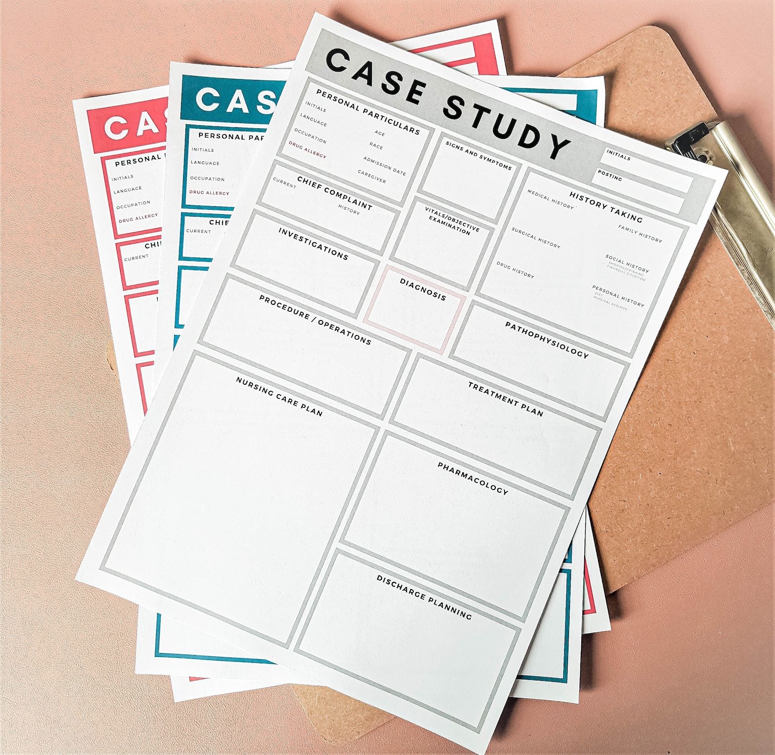 Nursing Case Study Template RED | A4 | One-paged | Digital | Printable ...