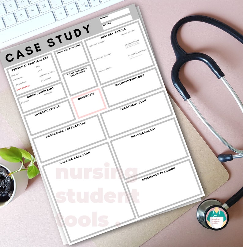 Nursing Case Study Template GREY | A4 | One-paged | Digital | Printable ...